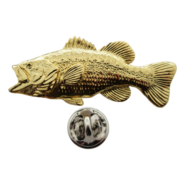 Largemouth Bass Pin ~ 24K Gold ~ Lapel Pin ~ Sarah's Treats & Treasures