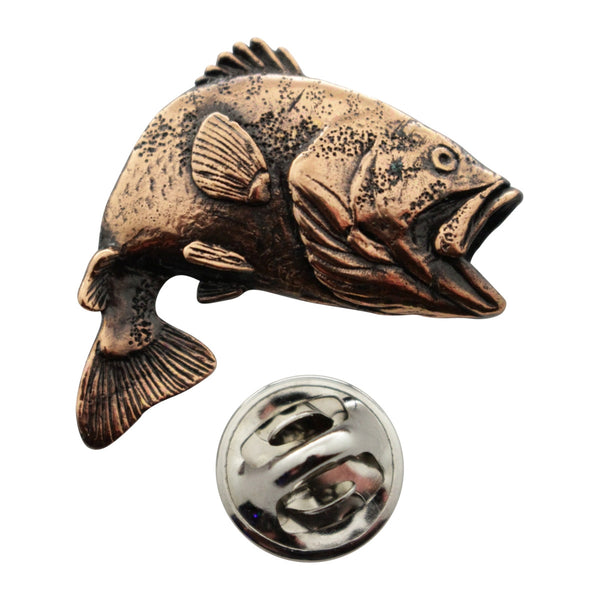 Jumping Largemouth Bass Pin ~ Antiqued Copper ~ Lapel Pin ~ Sarah's ...