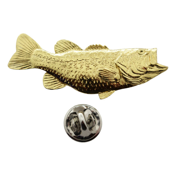 Largemouth Bass Pin ~ 24K Gold ~ Lapel Pin ~ Sarah's Treats & Treasures