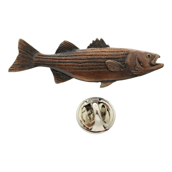 Striped Bass Pin ~ Antiqued Copper ~ Lapel Pin ~ Sarah's Treats & Treasures