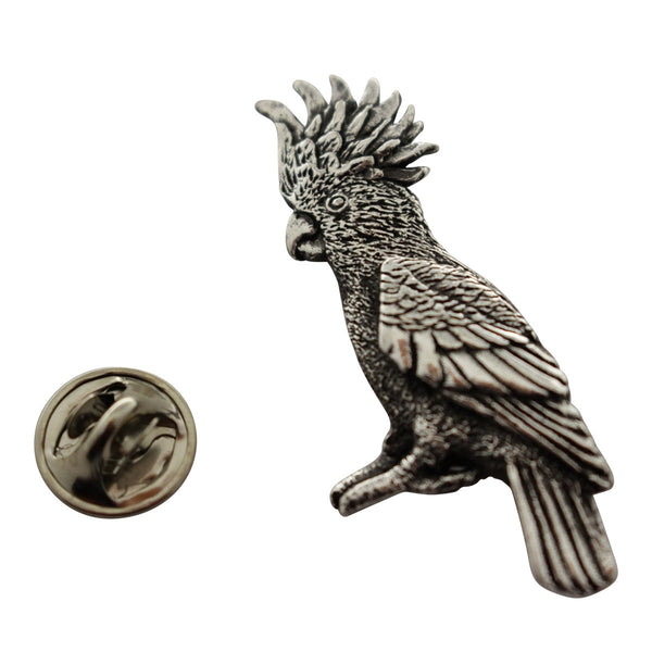 Cockatoo Pin ~ Antiqued Pewter ~ Lapel Pin ~ Sarah's Treats & Treasures