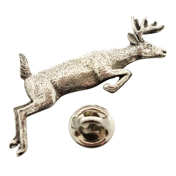 Jumping Whitetail Pin ~ Antiqued Pewter ~ Lapel Pin ~ Sarah's Treats ...