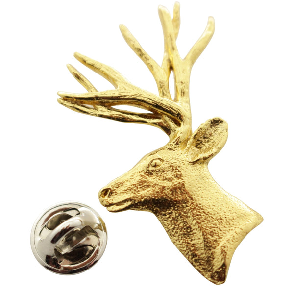 Mule Deer Head Pin ~ 24K Gold ~ Lapel Pin ~ Sarah's Treats & Treasures