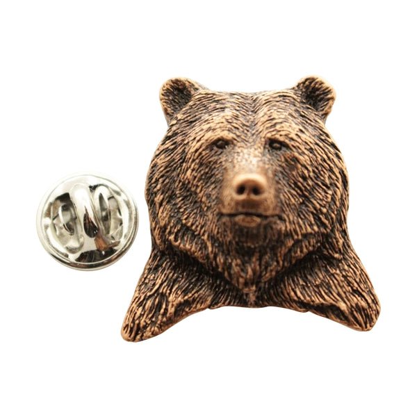 Grizzly Bear Head Pin ~ Antiqued Copper ~ Lapel Pin ~ Sarah's Treats ...