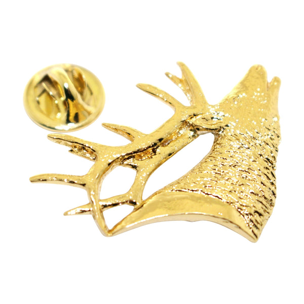 Elk Head Pin ~ 24K Gold ~ Lapel Pin ~ Sarah's Treats & Treasures