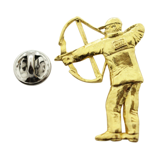 Compound Bow Hunter Pin ~ 24K Gold ~ Lapel Pin ~ Sarah's Treats & Treasures