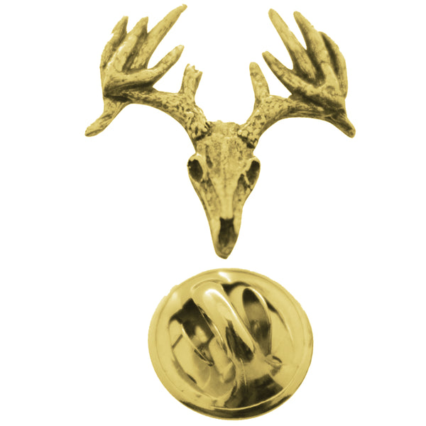 Thirteen Point Buck Skull Mini Pin ~ 24K Gold ~ Miniature Lapel Pin ...