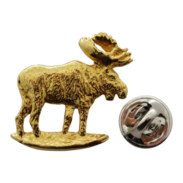 Moose Standing Pin ~ 24K Gold ~ Lapel Pin ~ Sarah's Treats & Treasures