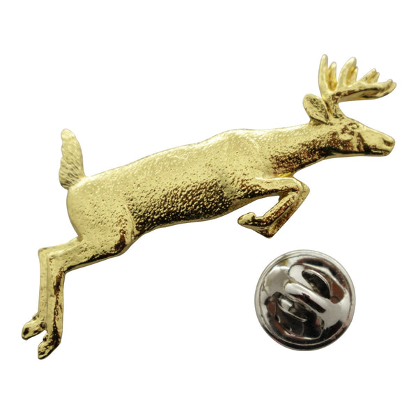 Jumping Whitetail Pin ~ 24K Gold ~ Lapel Pin ~ Sarah's Treats & Treasures