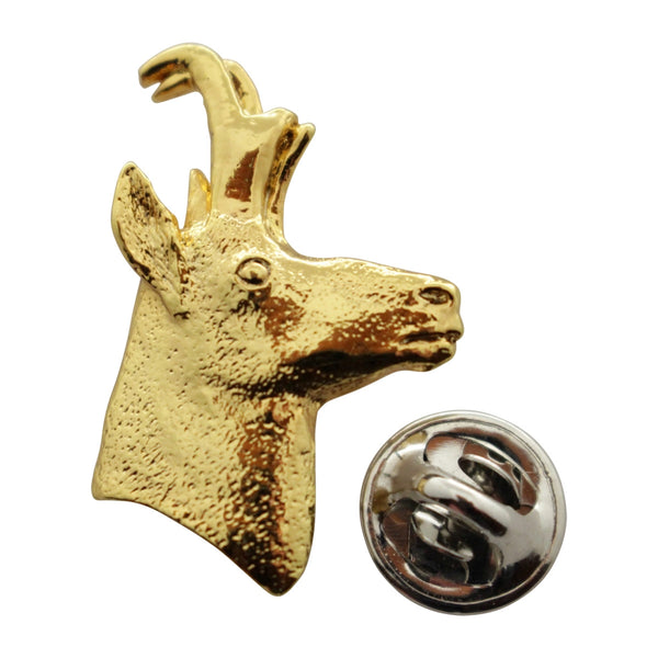 Pronghorn Head Pin ~ 24K Gold ~ Lapel Pin ~ Sarah's Treats & Treasures
