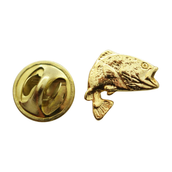 Jumping Largemouth Bass Mini Pin ~ 24K Gold ~ Miniature Lapel Pin ...